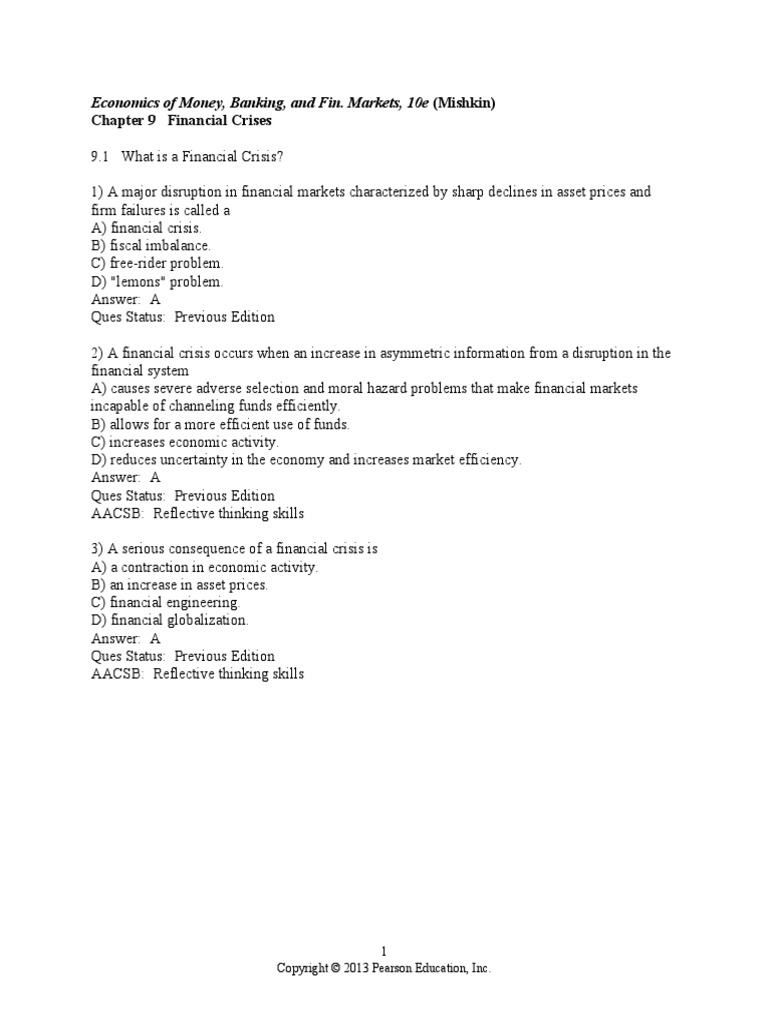 Chapter 9 Test Bank PDF | PDF | Financial Crisis Of 2007–2008 ...