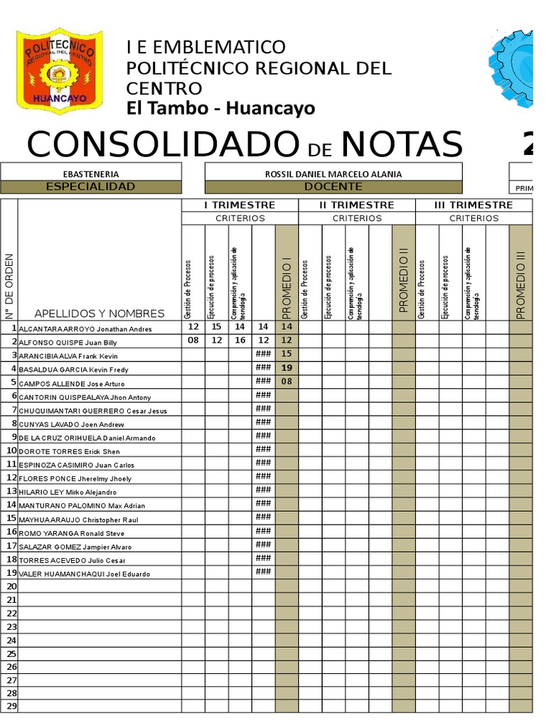 Consolidado Notas: El Tambo - Huancayo