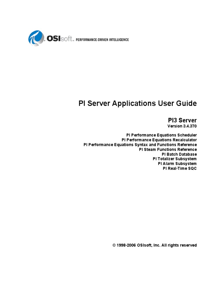 PI Server Applications User Guide PI3 Server Version 3.4.370 | PDF ...