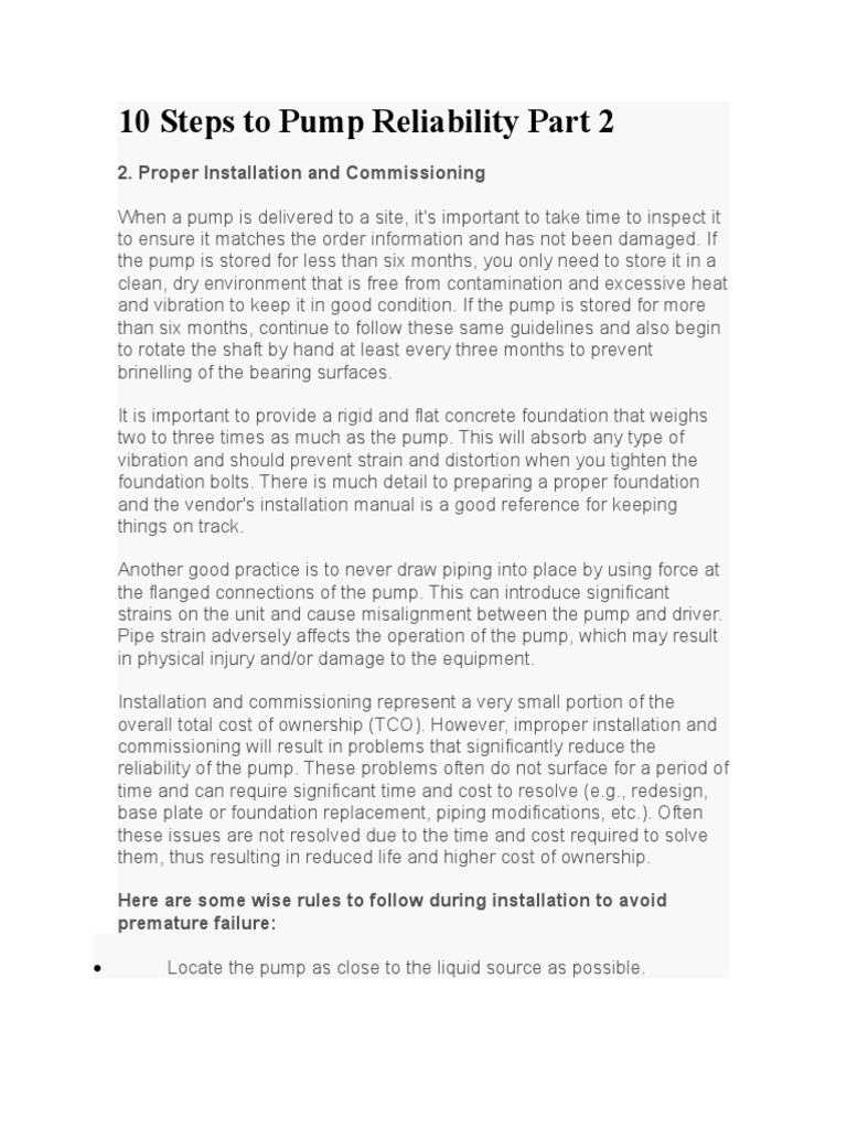 10 Steps To Pump Part 2 | PDF | Pump | Reliability Engineering