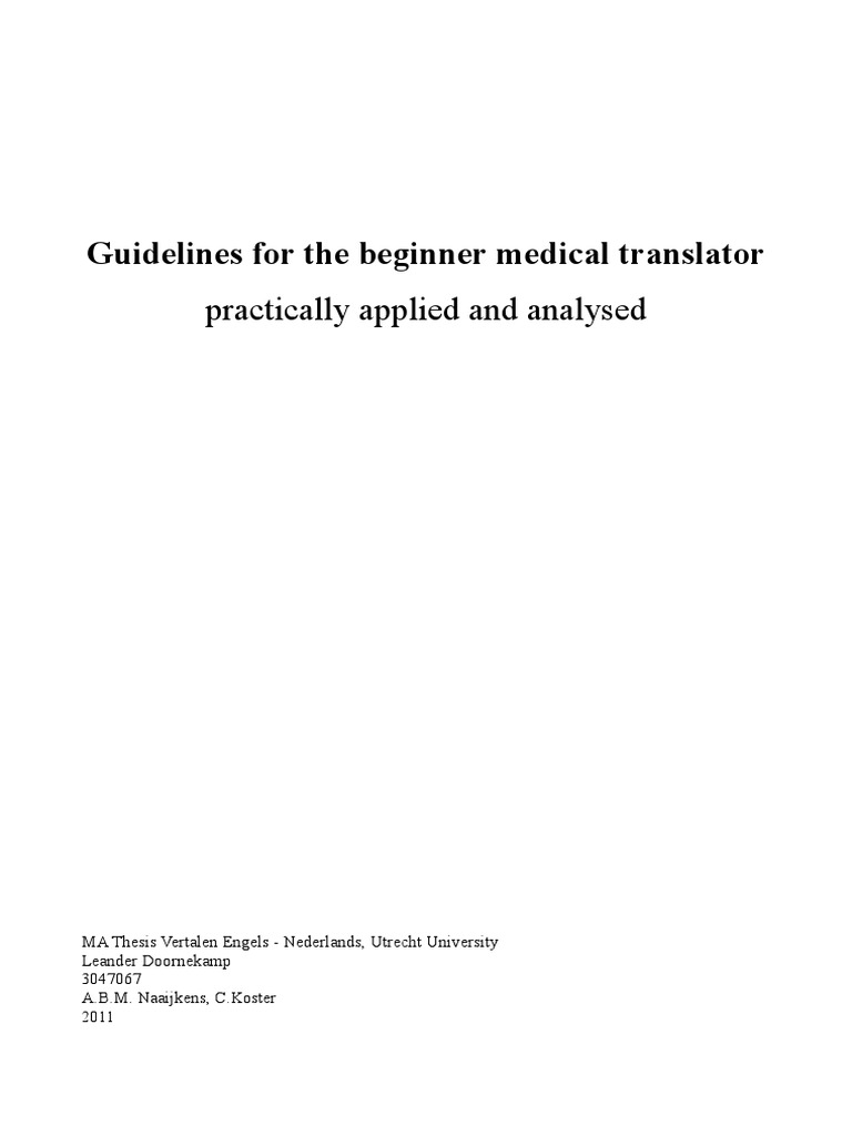 Guidelines For The Beginner Medical Translator | PDF | Translations ...