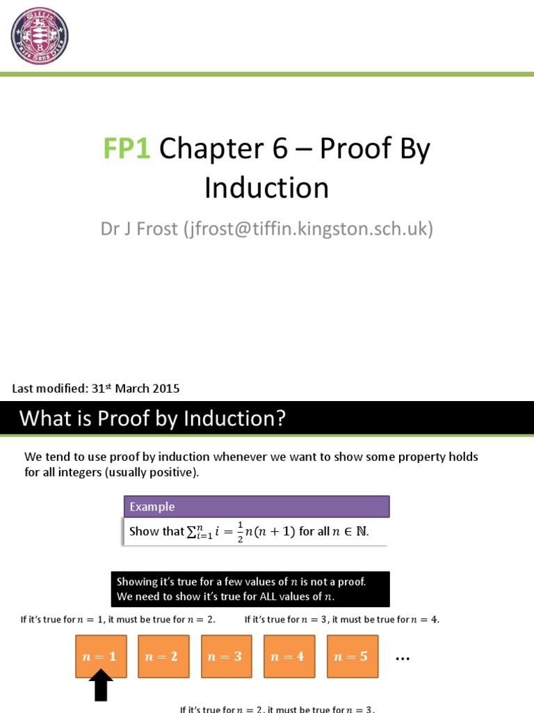 FP1 Chapter 6 - Proof by Induction | PDF | Mathematical Proof ...