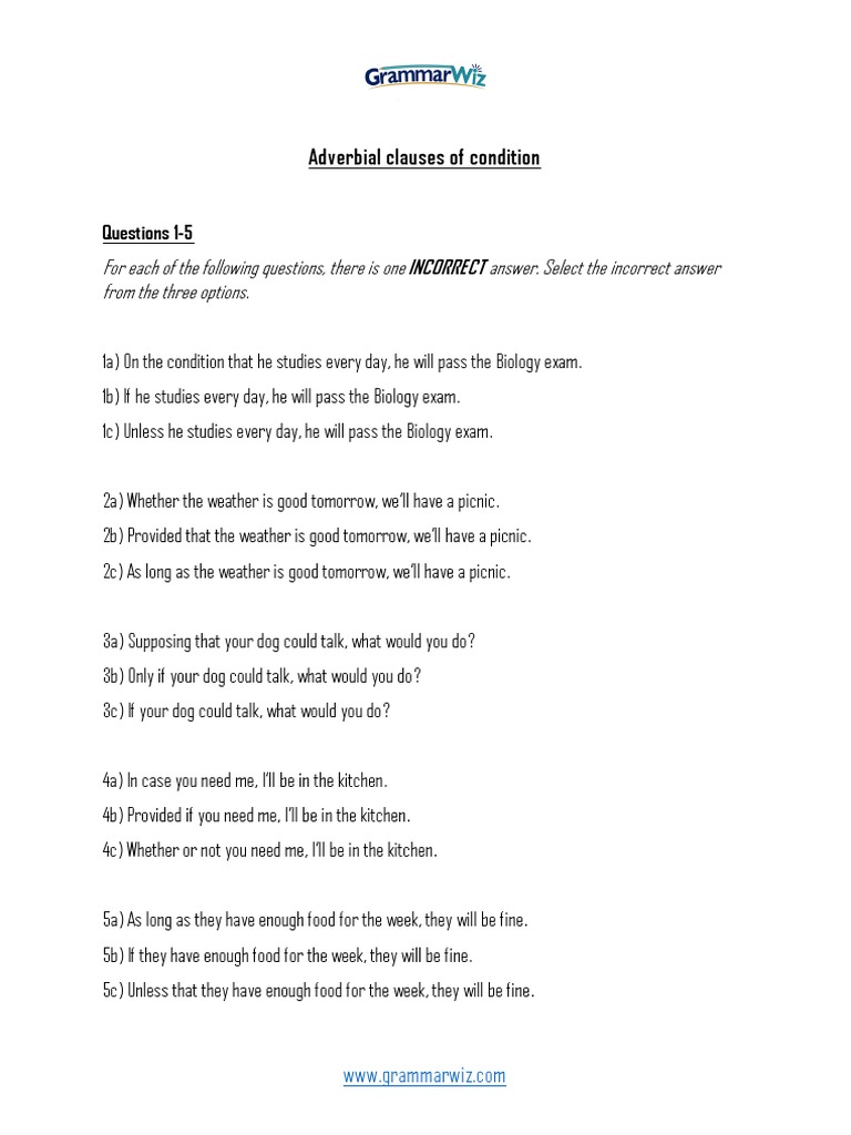 Understanding Adverbial Clauses of Condition: A Comprehensive Review of ...