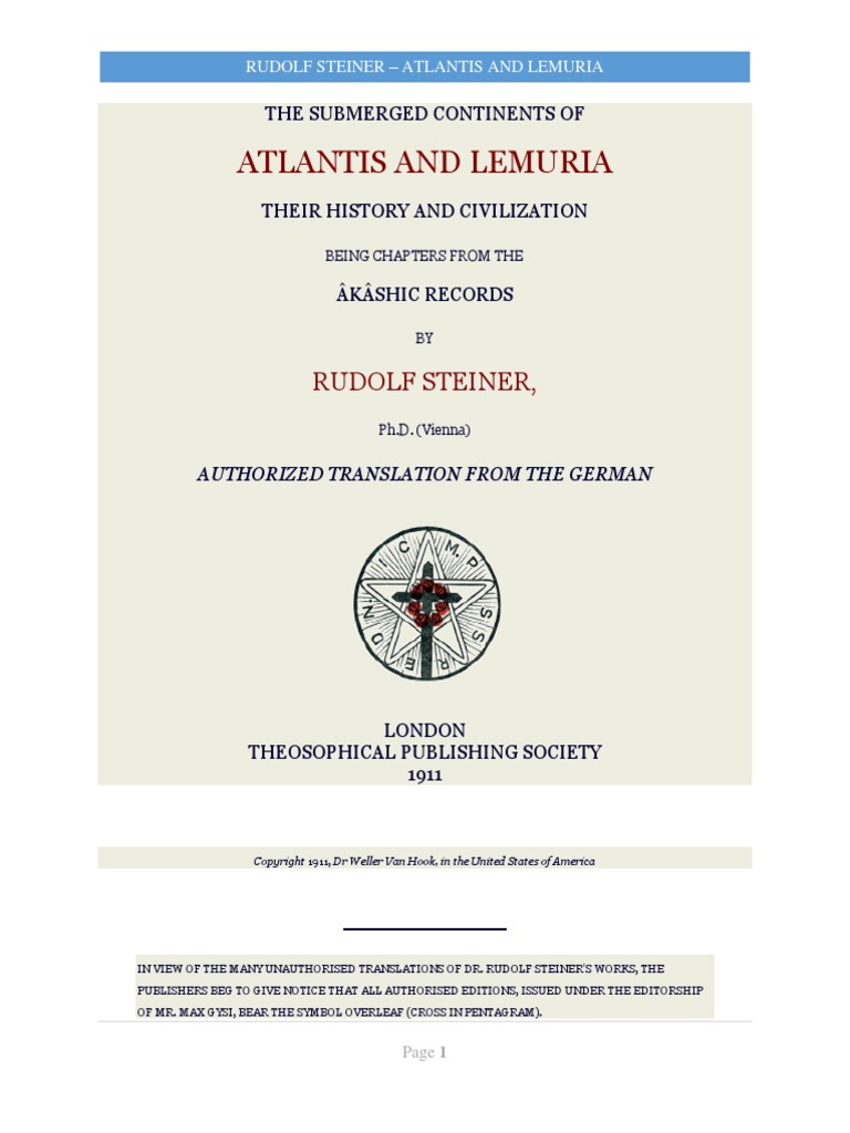Rudolf Steiner Atlantis Neanderthals And Atlantis: Rudolf Steiner And