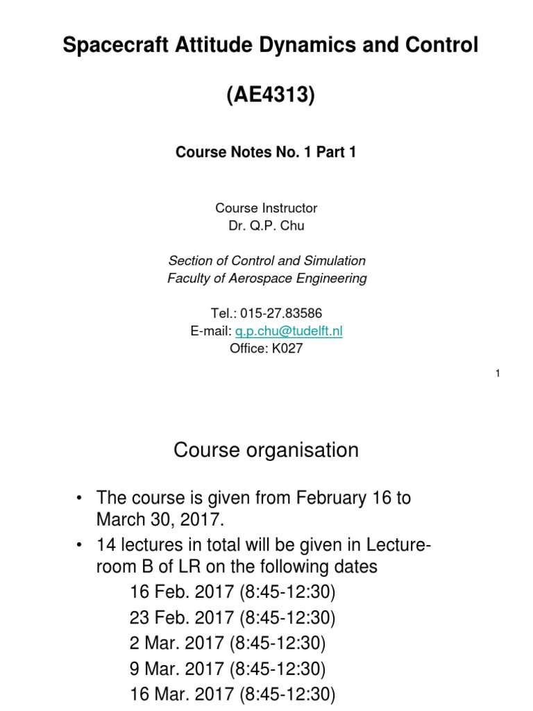Spacecraft Attitude Dynamics Course | PDF | Attitude Control | Space