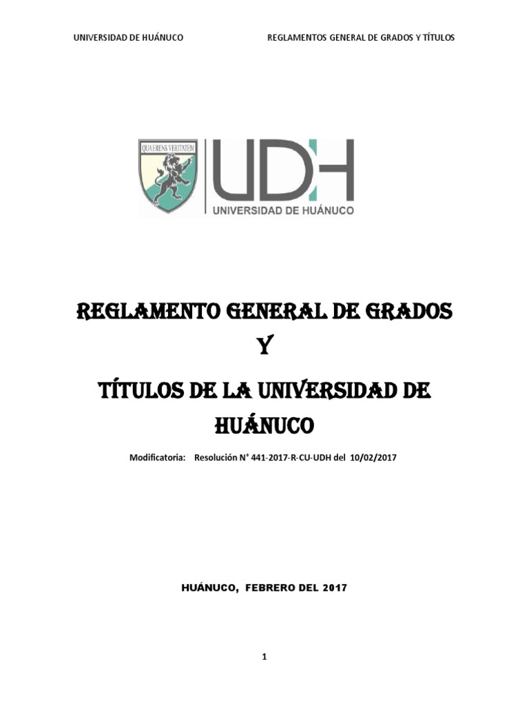 Reglamento General de Grados y Títulos 2017 Corregido | PDF | Doctorado | Titulo academico