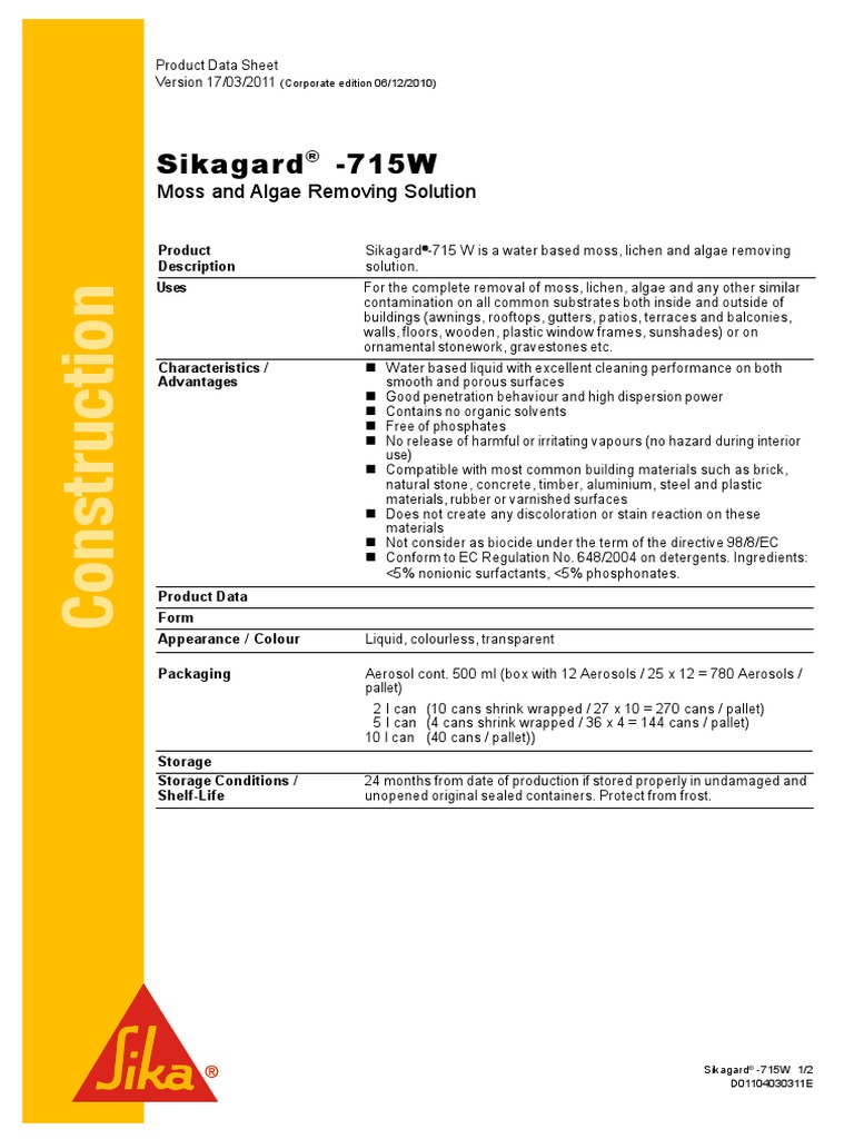 Sika PDS - E - Sikagard - 715 W | PDF | Pallet | Information