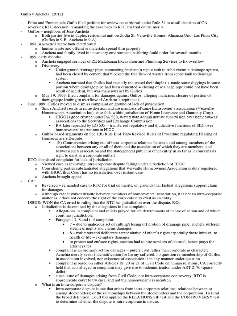 Corporate Law Case Digest Drafts | PDF | Foreclosure | Board Of Directors