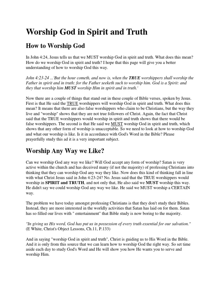Worship God in Spirit and Truth | PDF | Worship | Jesus
