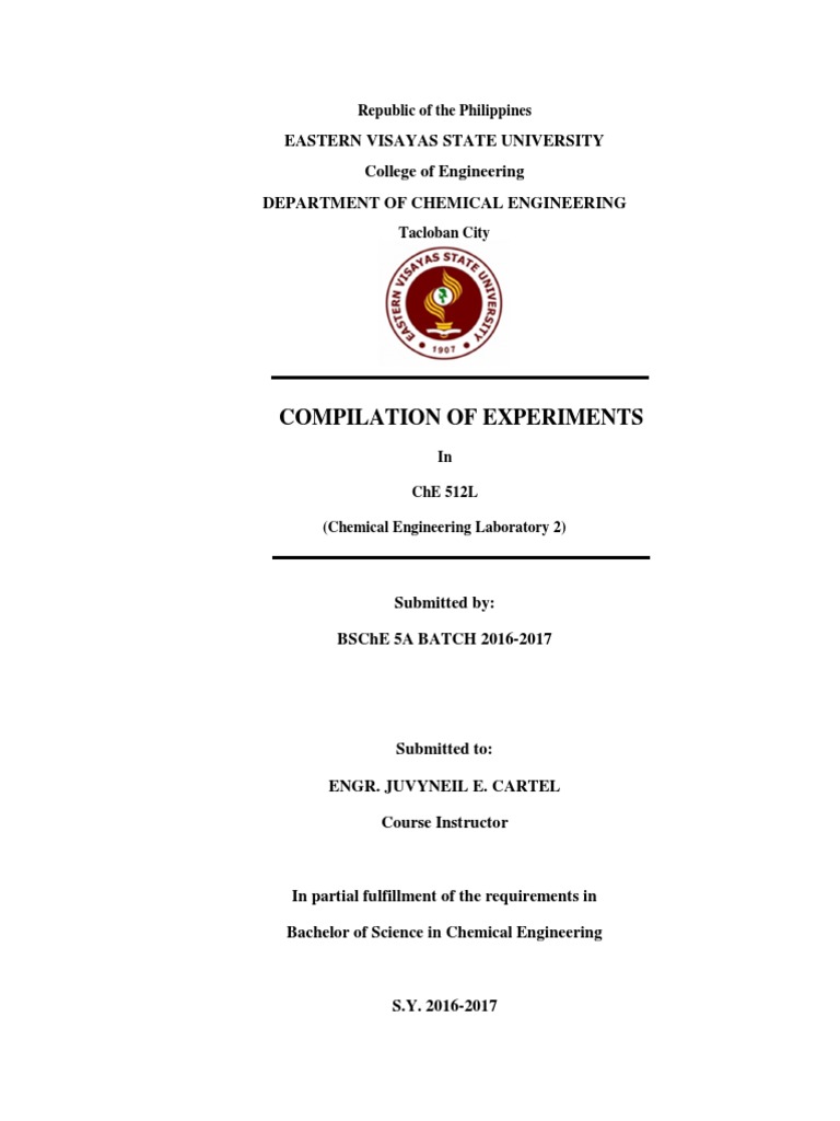 SAMPLE Contents Compilation of Lab Reports | PDF | Experiment | Chemical Engineering
