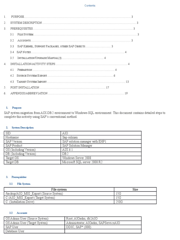 SAP OS & DB Migration AIX-DB2 To Windows-SQL Server Step-By-step | PDF | Microsoft Sql Server ...