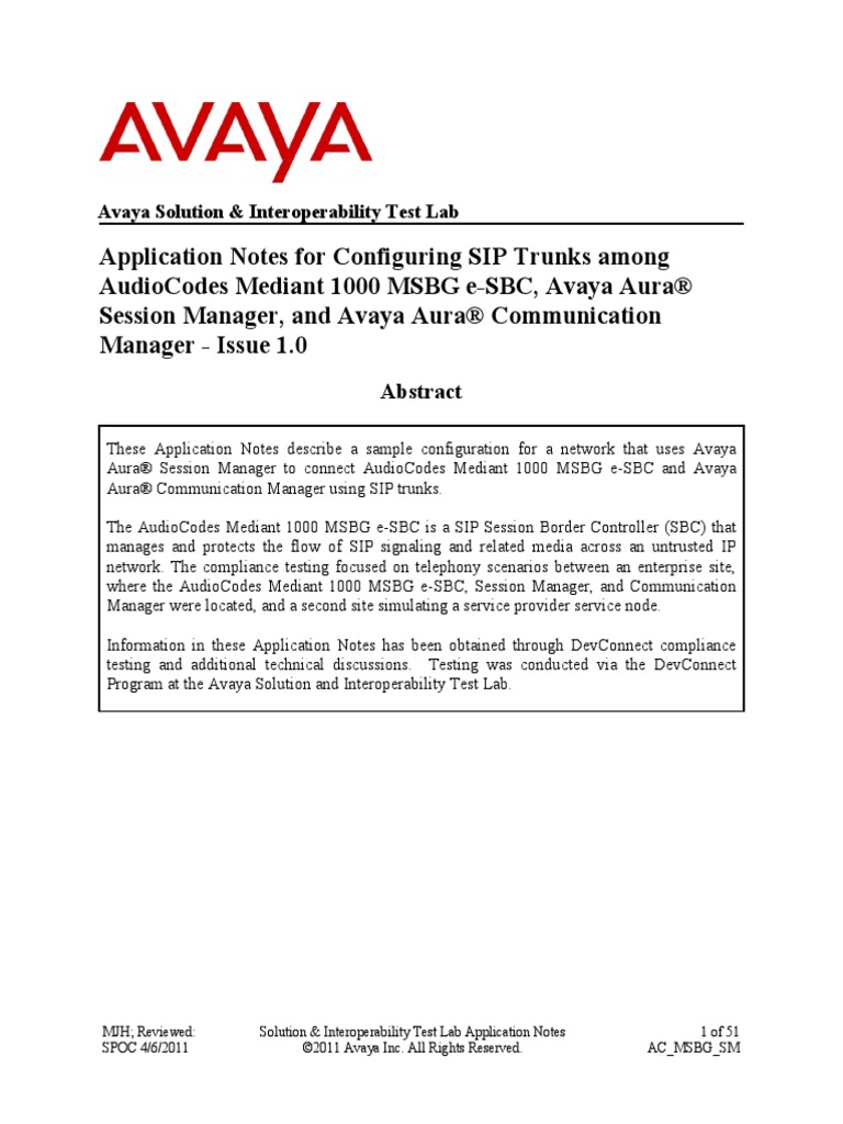 Configuring SIP Trunks With AudioCodes Mediant 1000 MSBG E-SBC and ...