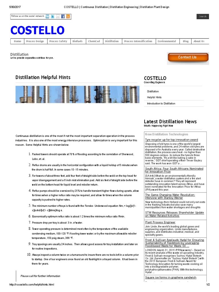COSTELLO - Continuous Distillation - Distillation Engineering ...