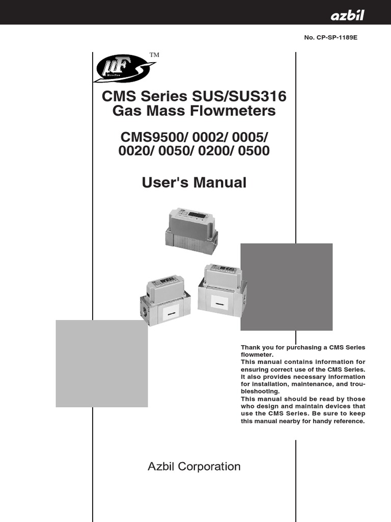 Manual Azbil Gas Flow Meter | PDF | Flow Measurement | Electrical Connector