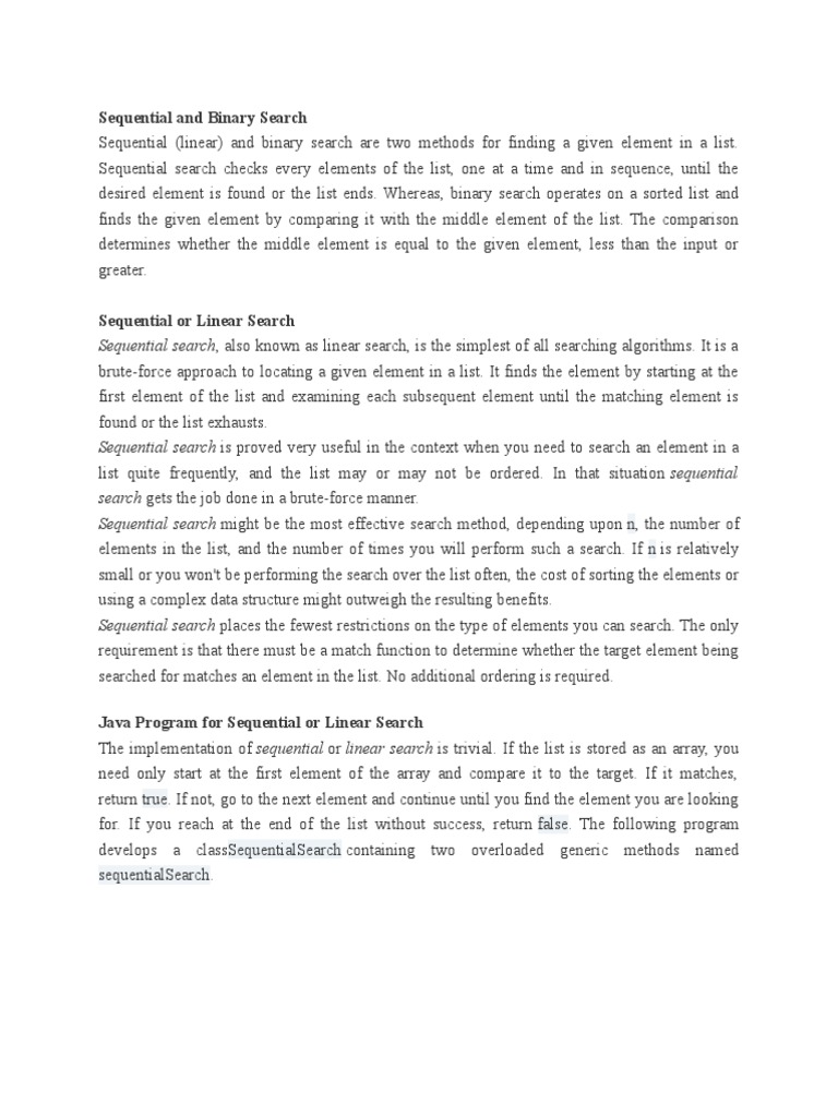 Linear and Binary Search | PDF | Sequence | Array Data Structure