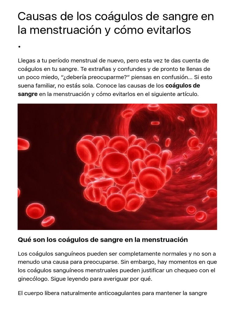 Causas de los coágulos de sangre en la menstruación y cómo evitarlos ...