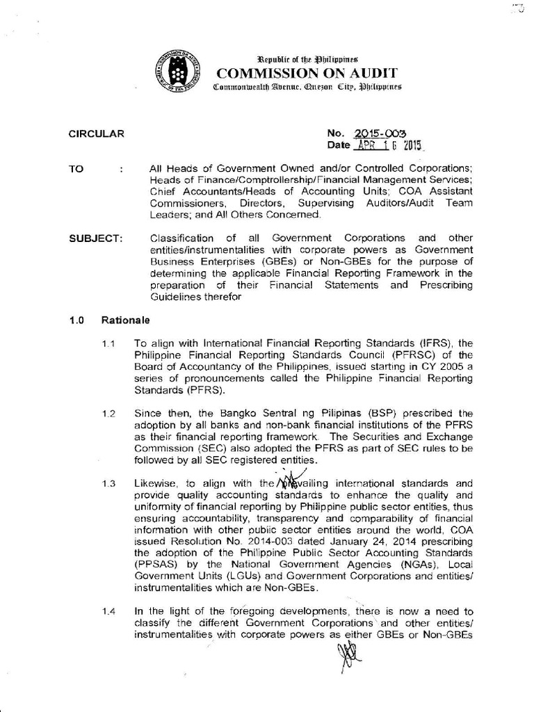 COA - C2015-003 GAM GBE Application PDF | PDF | Financial Statement ...