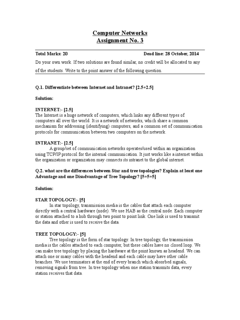 Computer Network - Assignment 03 Solution | PDF | Network Topology | Computer Network
