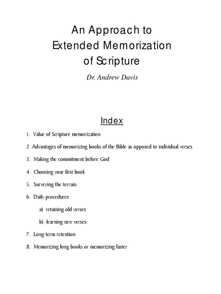 An Approach To Extended Scripture Memory (Andrew Davis) PDF | PDF ...