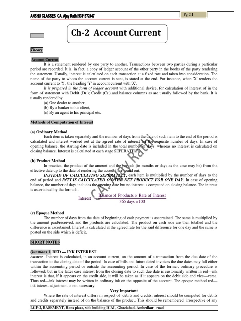 Account Current and Interest Methods | PDF | Debits And Credits | Interest