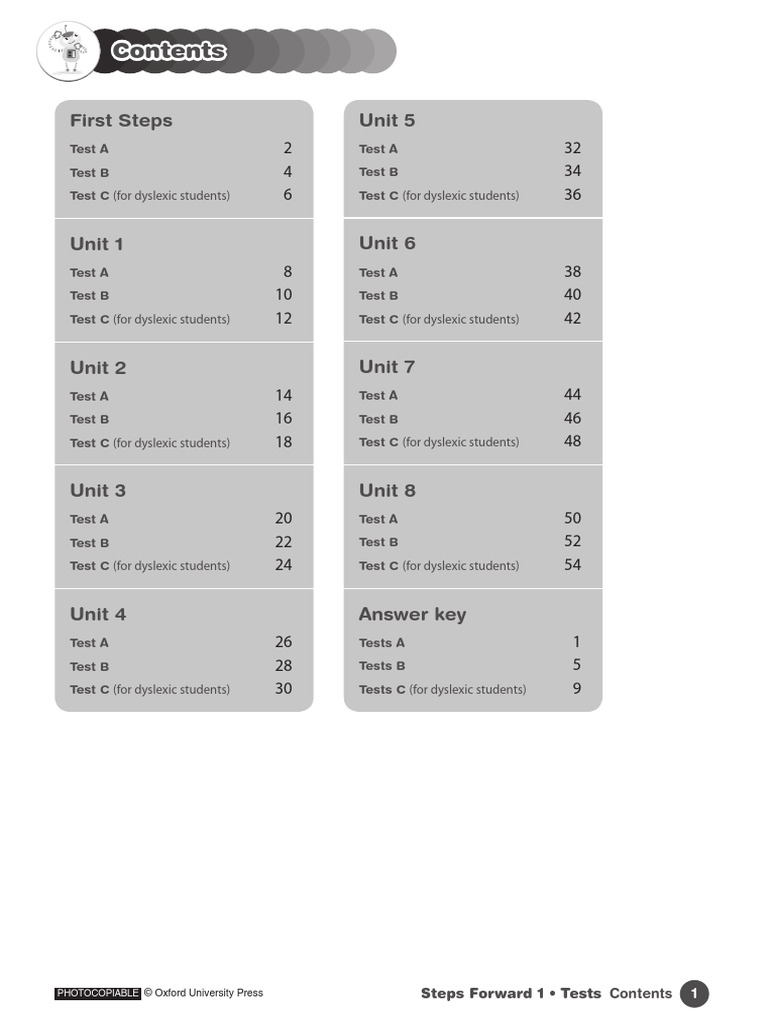 Steps Forward 1 Tests | PDF