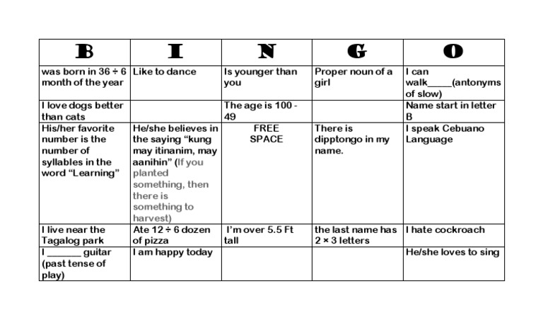 Human Bingo | PDF