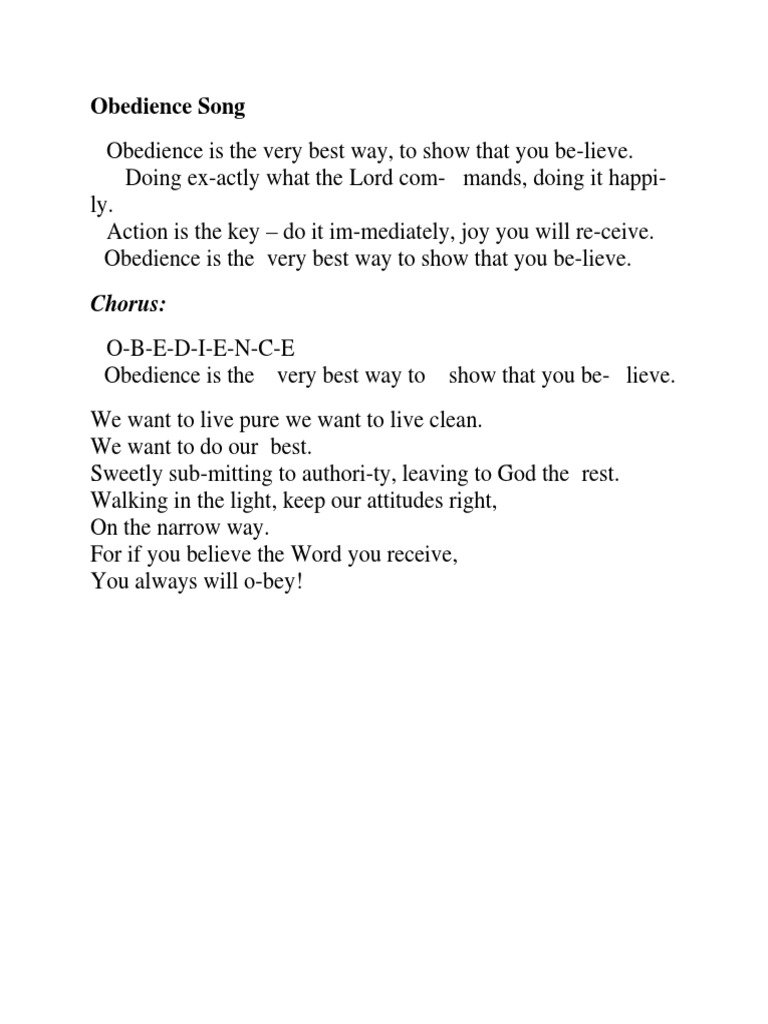 C DM G C F: Obedience Song | PDF | Self-Improvement