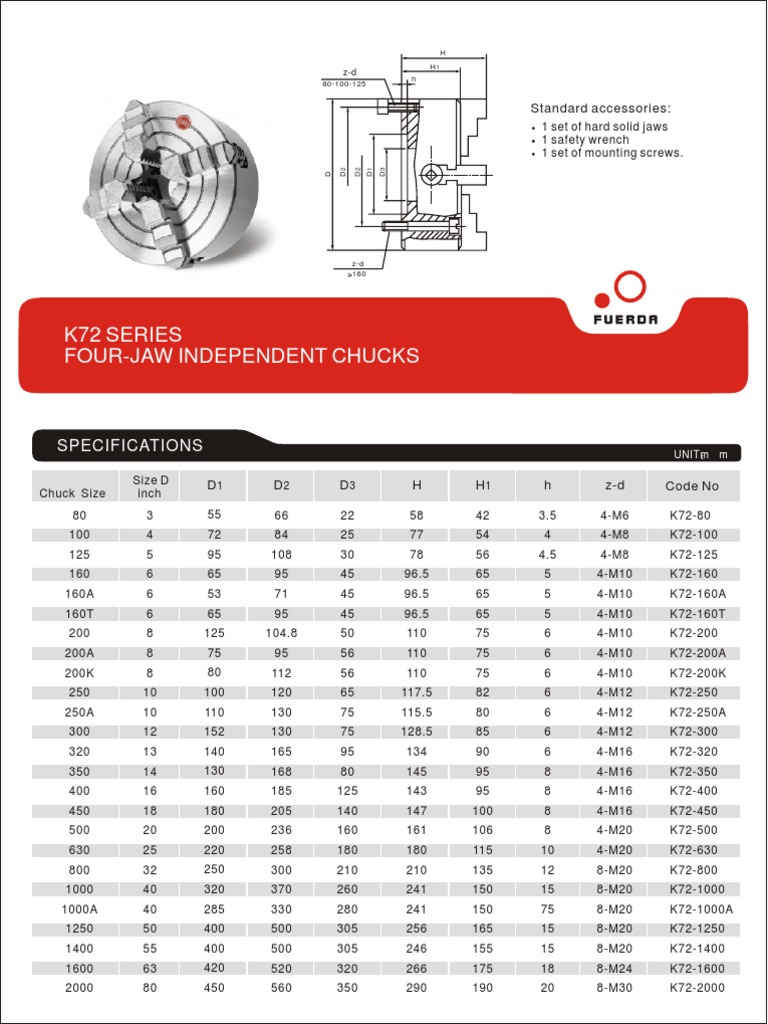 4 Jaw Independent Chuck - K72 Series PDF | PDF