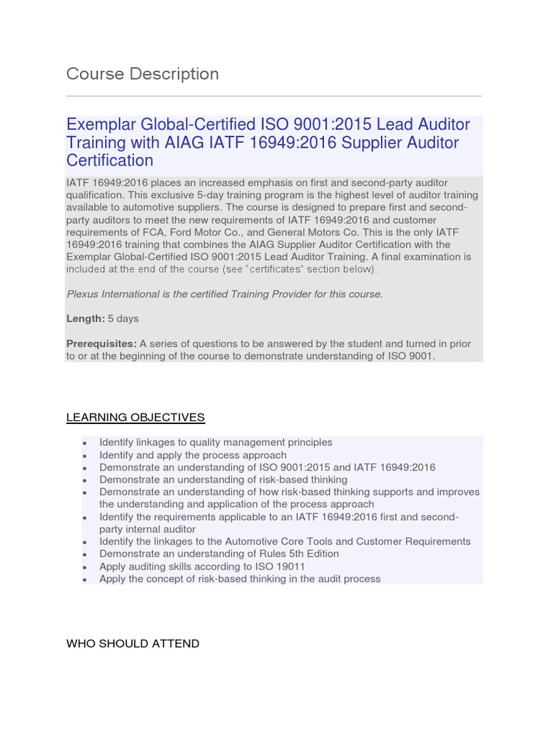 Iatf La | PDF | Audit | Internal Audit