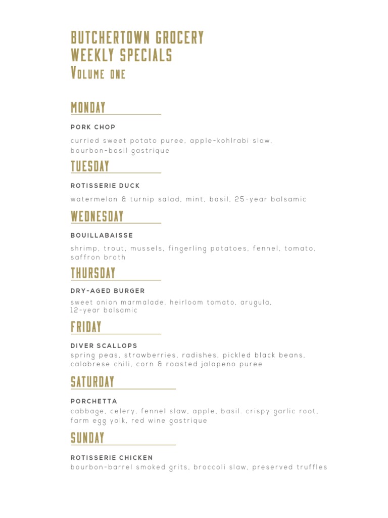 BG Weekly Specials. Volume One | PDF