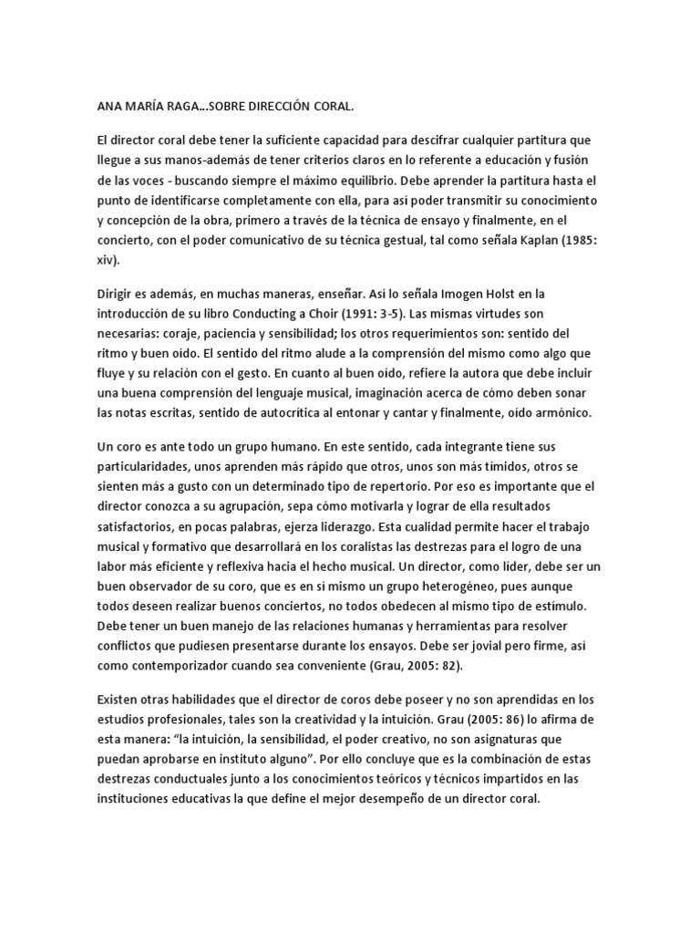 Ana María Raga Sobre Dirección Coral | PDF | Coro | Ritmo