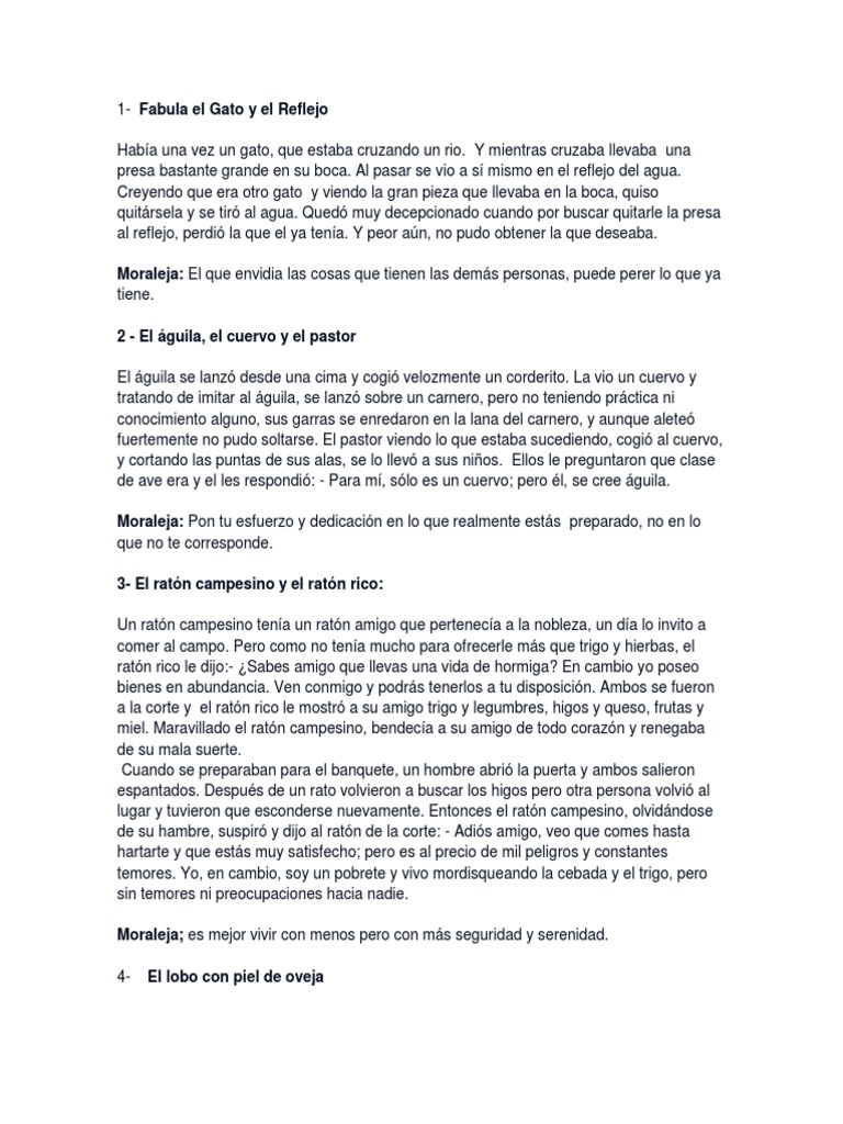 5 Fabulas Con Moralejas | PDF | Oveja | Ocio