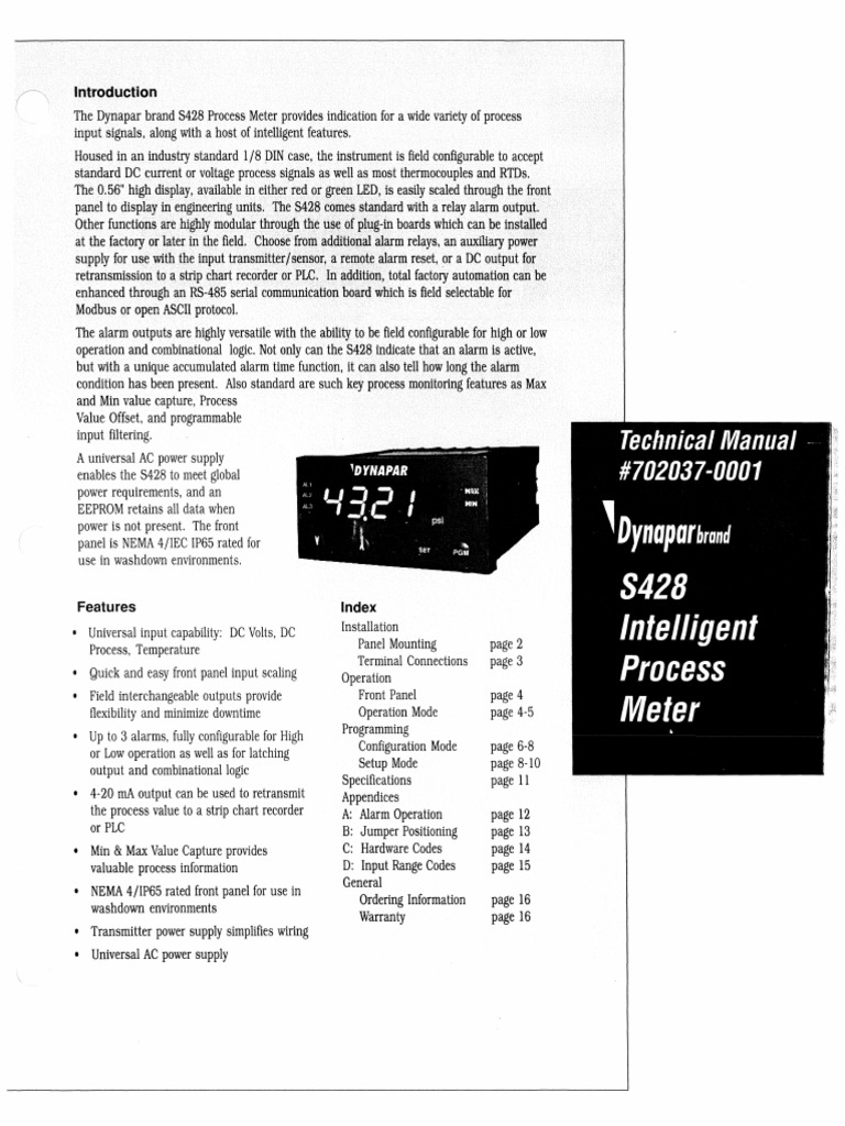 Dynapar s428 | PDF | Power Supply | Parameter (Computer Programming)