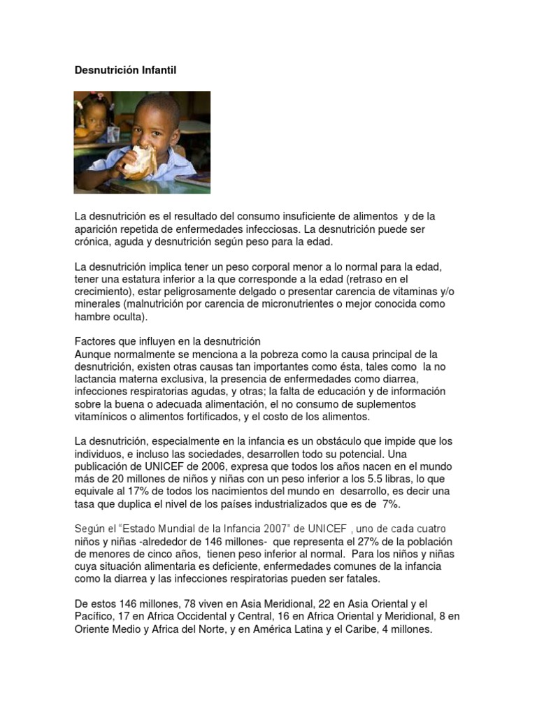 Desnutrición Infantil Pdf Desnutrición Salud Pública