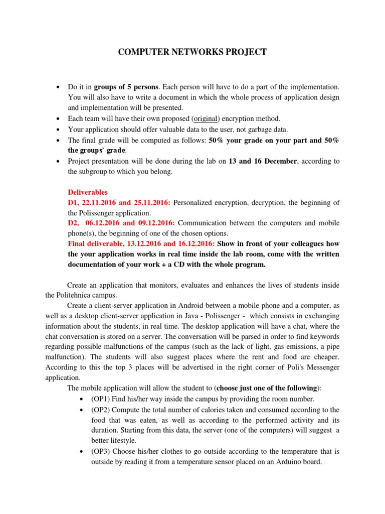 Computer Networks Project: The Groups' Grade | Download Free PDF ...
