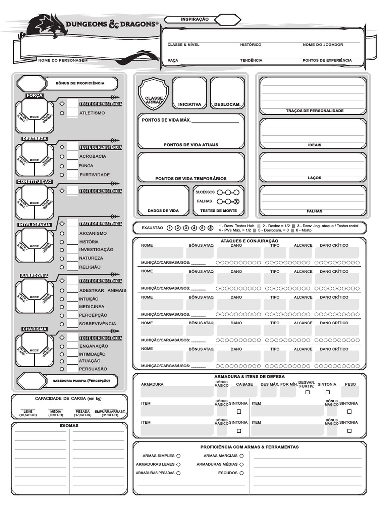 D&D 5e - Ficha Super Completa