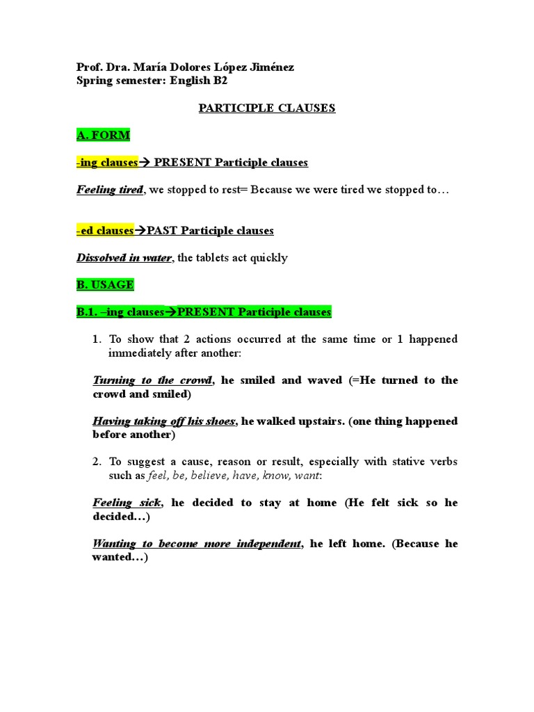 Participle Clauses | PDF | Style (Fiction) | Language Mechanics