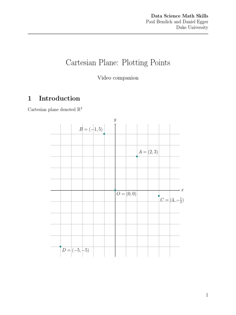 Cartesian Plane: Plotting Points: Video Companion | PDF | Infographics ...