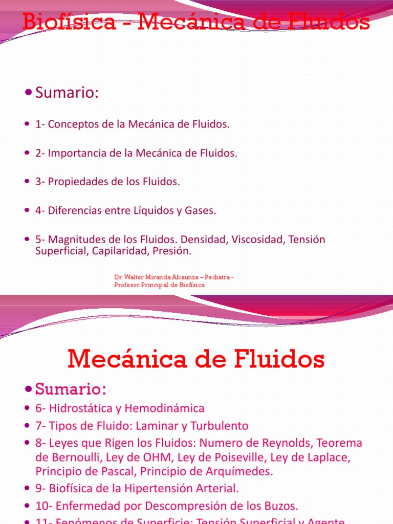 Biofísica - Mecánica de Fluidos | PDF | Edema | Viscosidad