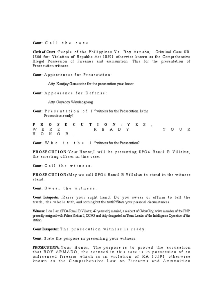 Script For Practice Court 1 | PDF | Prosecutor | Evidence