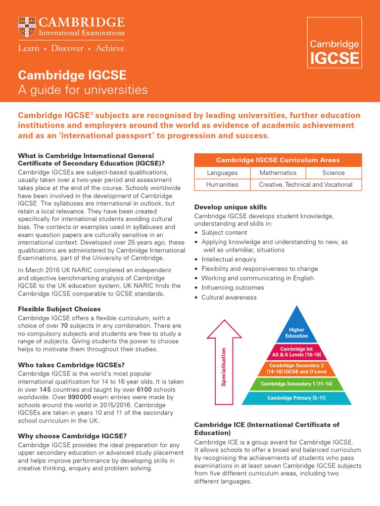 Cambridge Igcse Guide for Universities | Curriculum | Educational ...