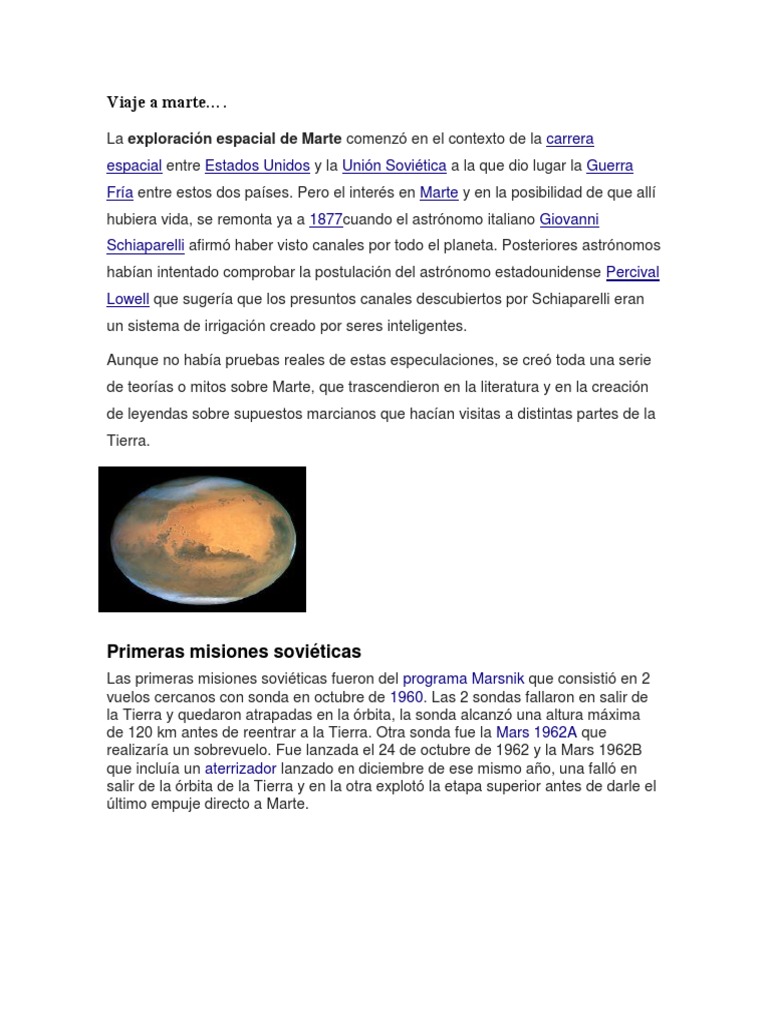 Viaje A Marte | PDF | Marte | Vuelo