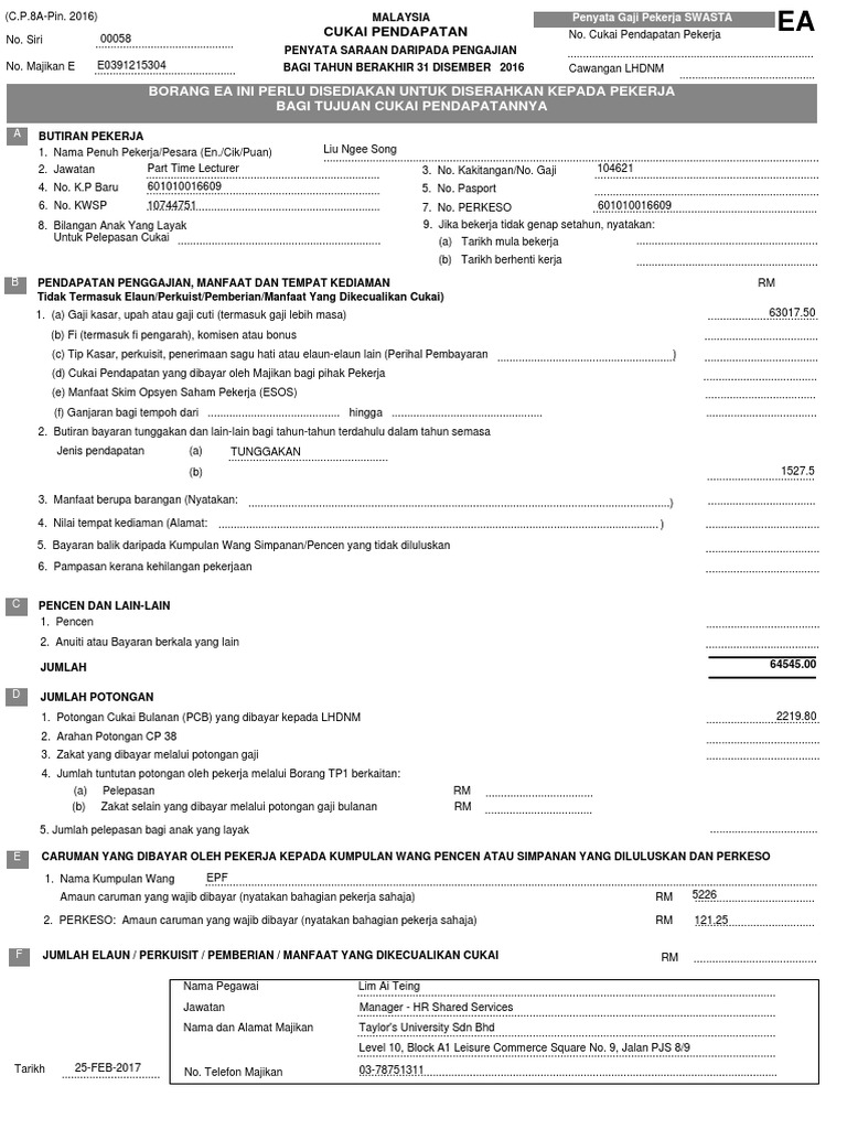 EA Form 31 December 2016 | PDF