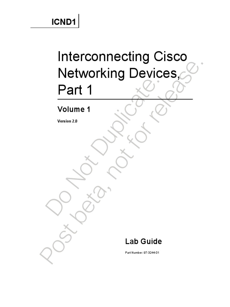 Cisco ICND 1 V2.0 Lab Guide | PDF | I Pv6 | Command Line Interface