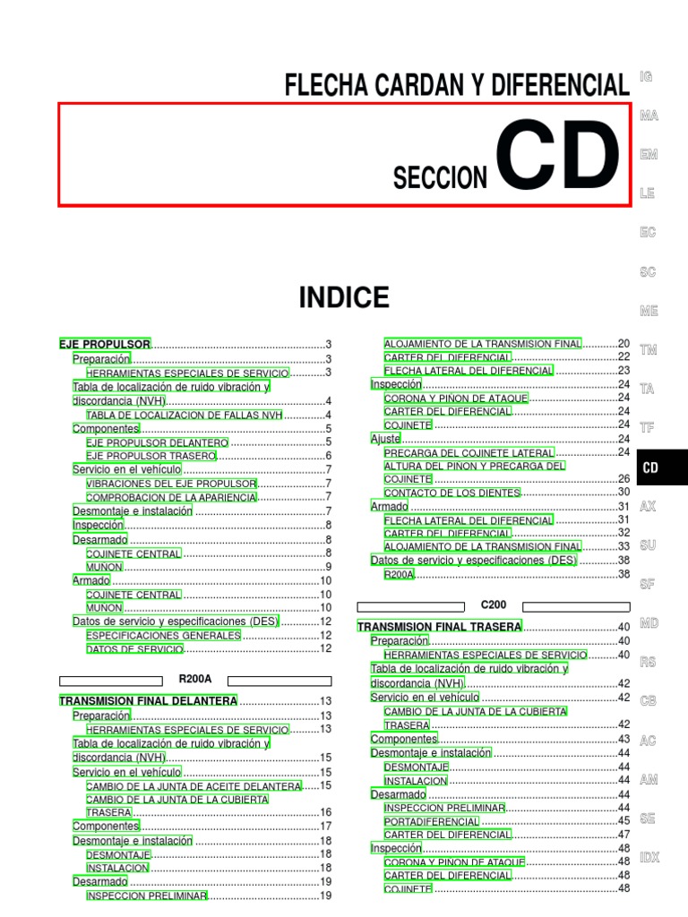 Flechas y Diferenciales en Vehículos | PDF | Eje | Herramientas
