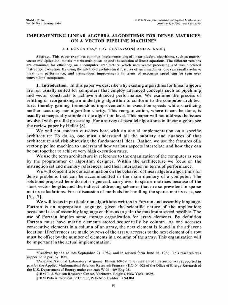 Implementing Linear Algebraalgorithms For Dense Matrices | PDF | Matrix (Mathematics) | Linear ...
