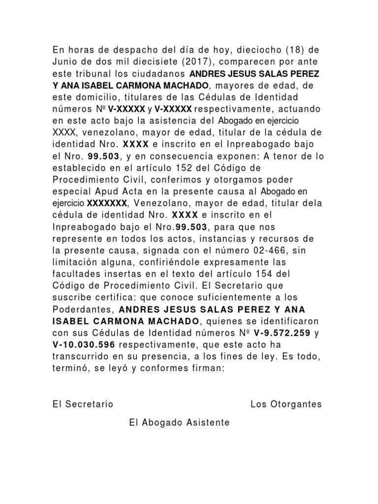 Poder Apud Acta (MODELO) | PDF