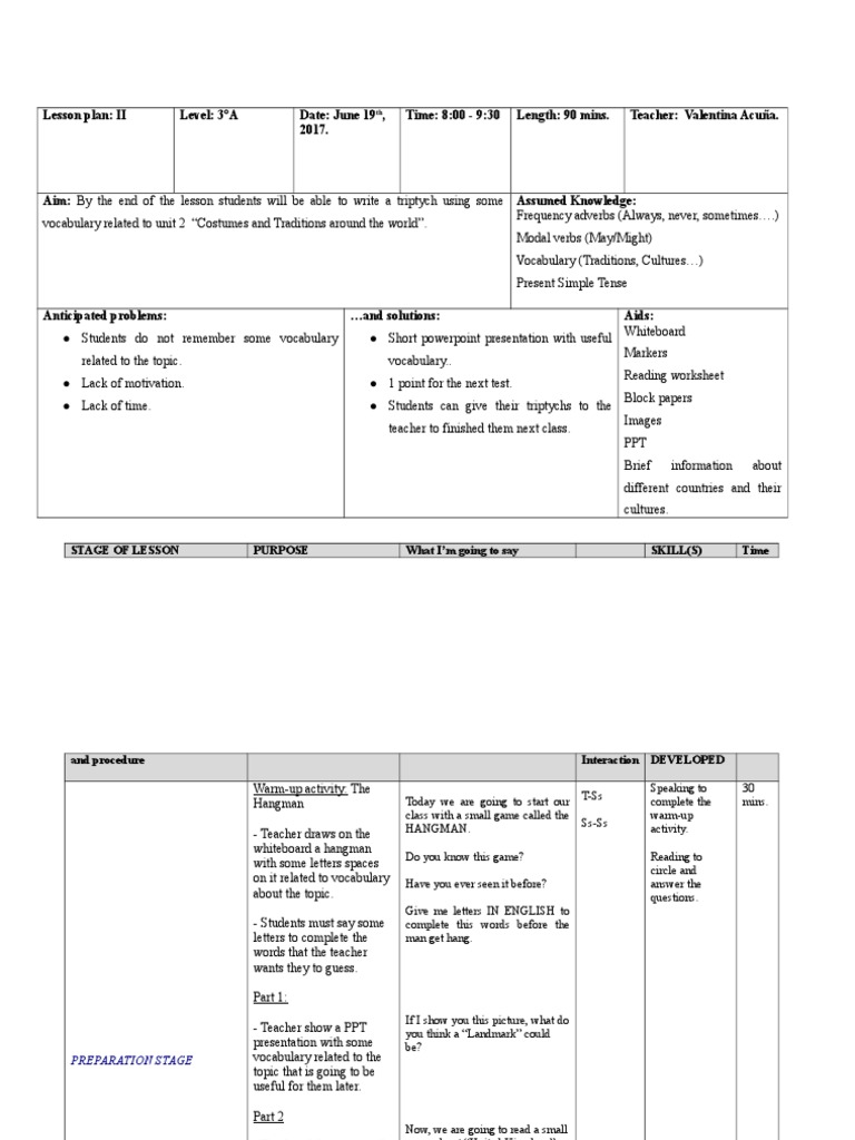 Lessonplan TBL 3romedio | PDF | Vocabulary | Lesson Plan