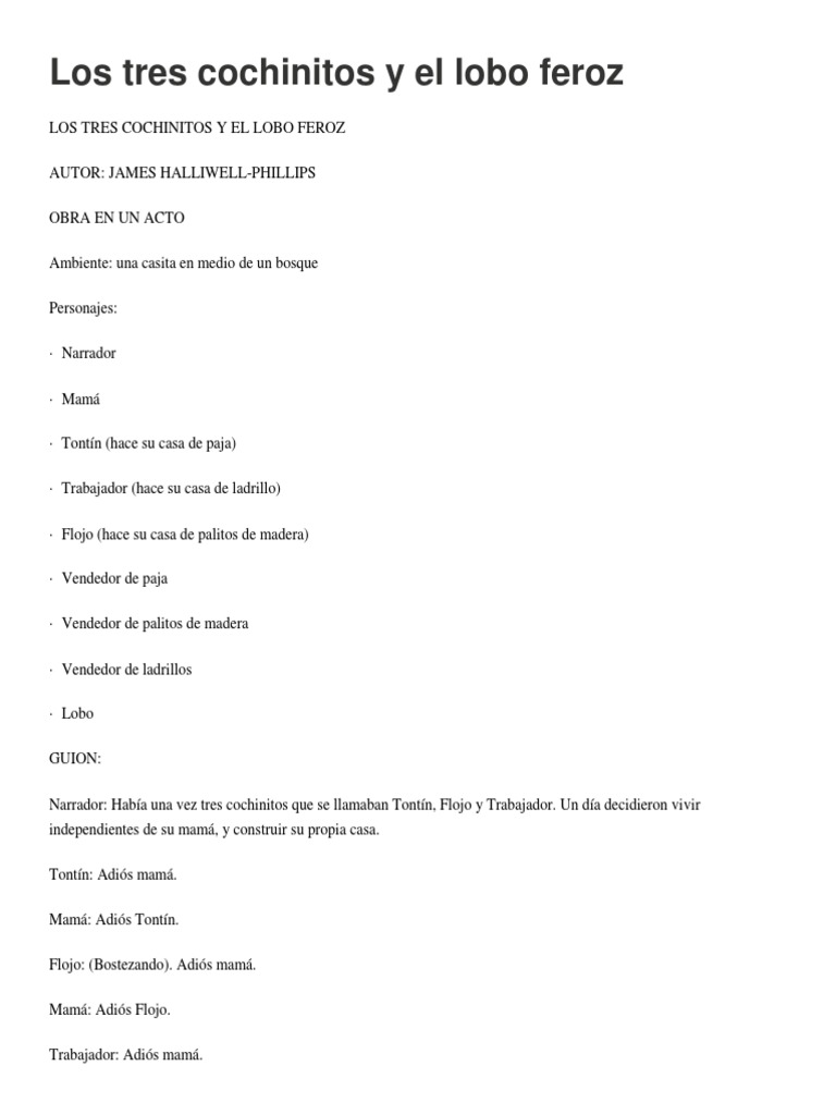 Los Tres Cochinitos Y El Lobo Feroz Pdf