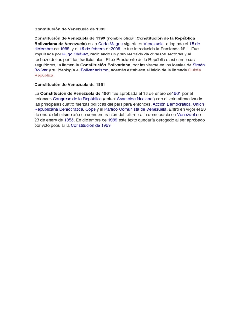 Constitución de Venezuela de 1999 | PDF